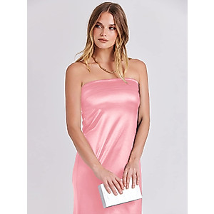 ANRABESS Women Summer Wedding Guest Maxi Dress Strapless Satin Tube Bodycon Backless Cocktail Formal Dresses 2025 Spring Pink