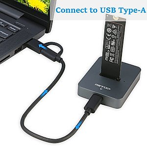 RIITOP M.2 to USB Docking Station, NVMe to USB-C Reader Adapter for Both M.2 (M Key) NVMe SSD and (B+M Key) SATA-Based SSD Enclosure