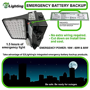 E2 lighting-LED Full Cut-Off Wall pack-40W with 2-in-1 Motion Sensor and Daylight Harvest, 90 Minutes Emergency Battery Backup, Wall Mount, dimmable, ROHS - UL, and DLC Certified