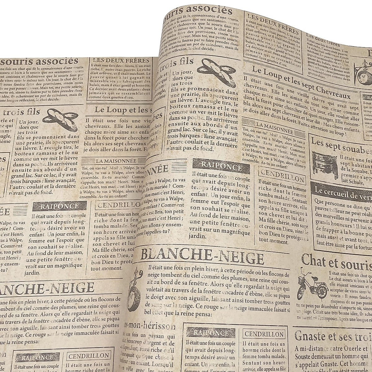 Yifely Retro Beige Newspaper Furniture Paper Self-Adhesive Shelf Liner Countertop Sticker 17.7 Inch by 9.8 Feet