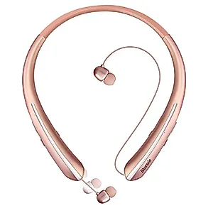 Neckband Bluetooth Headphones, Wireless Bluetooth Headphones with Retractable Earbuds, Noise Cancelling 3D Sound Surround Personal Sport Headset Call Vibrate Alert Earphones with Mic (Rose Gold)