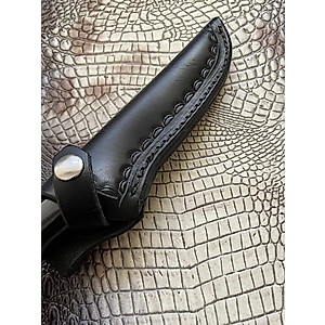 Custom Leather Right Hand Knife Sheath Fits Buck 105 or Schrade Golden Spike Knife, Fixed Blade Knife Holder, Black