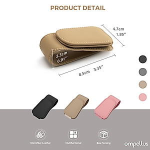 Ompellus Magnetic Leather Sunglass Holder, Eyeglass Hanger Clip for Car Sun Visor, Suitable for Different Size Eyeglasses(Gray, 1 Pack)