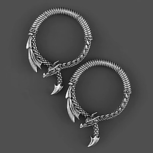ERKUOO 2PCS Delicate Dragon Type Ear Weights Gauges Hangers for Stretched Dangle Ears Punk Ear Tunnel Plug Taper Ring Expander Earrings Piercings For Women Men 8g(3mm)