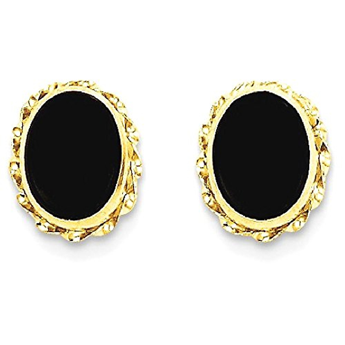 14K Yellow Gold Black Onyx Stud Earrings