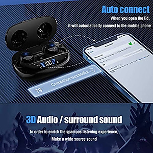 Wireless Earbuds 5.3 Bluetooth Premium Fidelity Sound Quality Digital LED Display Charging Case,IPX7 Waterproof Built-in Mic Sport Earbuds, Smart Earbuds for All Smart Devices Voice Assistant Black