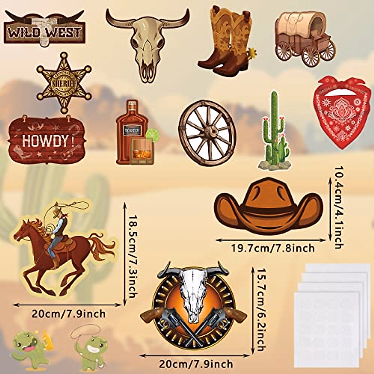 32 Pieces Western Party Decorations Cowboys Party Decorations Western Cutouts Cowboy Cutouts Wild Cutouts Country Party Decorations for Western Theme Cowboy Theme Birthday Party Supplies