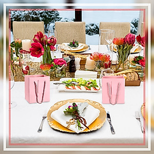 50 Pcs Mini Gift Bags Bulk Paper Bags with Gift Tags Small Paper Gift Bags with Handles for Valentine's Day Birthdays Baby Showers Weddings Party Favors Supplies 4 x 2.75 x 4.5 Inch