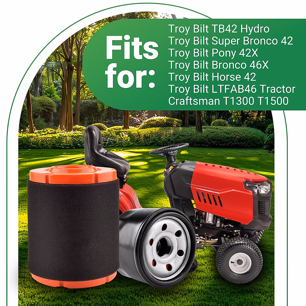 937-05066 Air Filter Oil Flter Kit Fits for Troy Bilt TB42 TB46 MTD 737-05066 547cc OHV Cub Cad XT1-LT42 XT1-LT46 Craftsman T1300 T1500 Lawn Mower Tractor Replace 4X90HU 8X90KU 8X90ZU 9X90HU