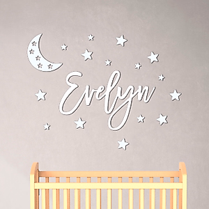 Personalized Custom Wood Name Sign with Stars Wooden Wall Stickers Nursery Name Sign, Personalized Baby Gifts Nursery Wall Decor Wooden Letters for Wall Decor Custom Sign Nursery Decor
