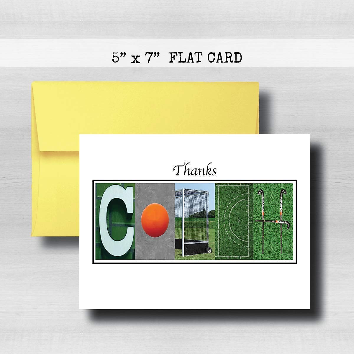 Personalized Field Hockey Coach Thank You Card, 5"x 7" FLAT CARD, Greeting Cards