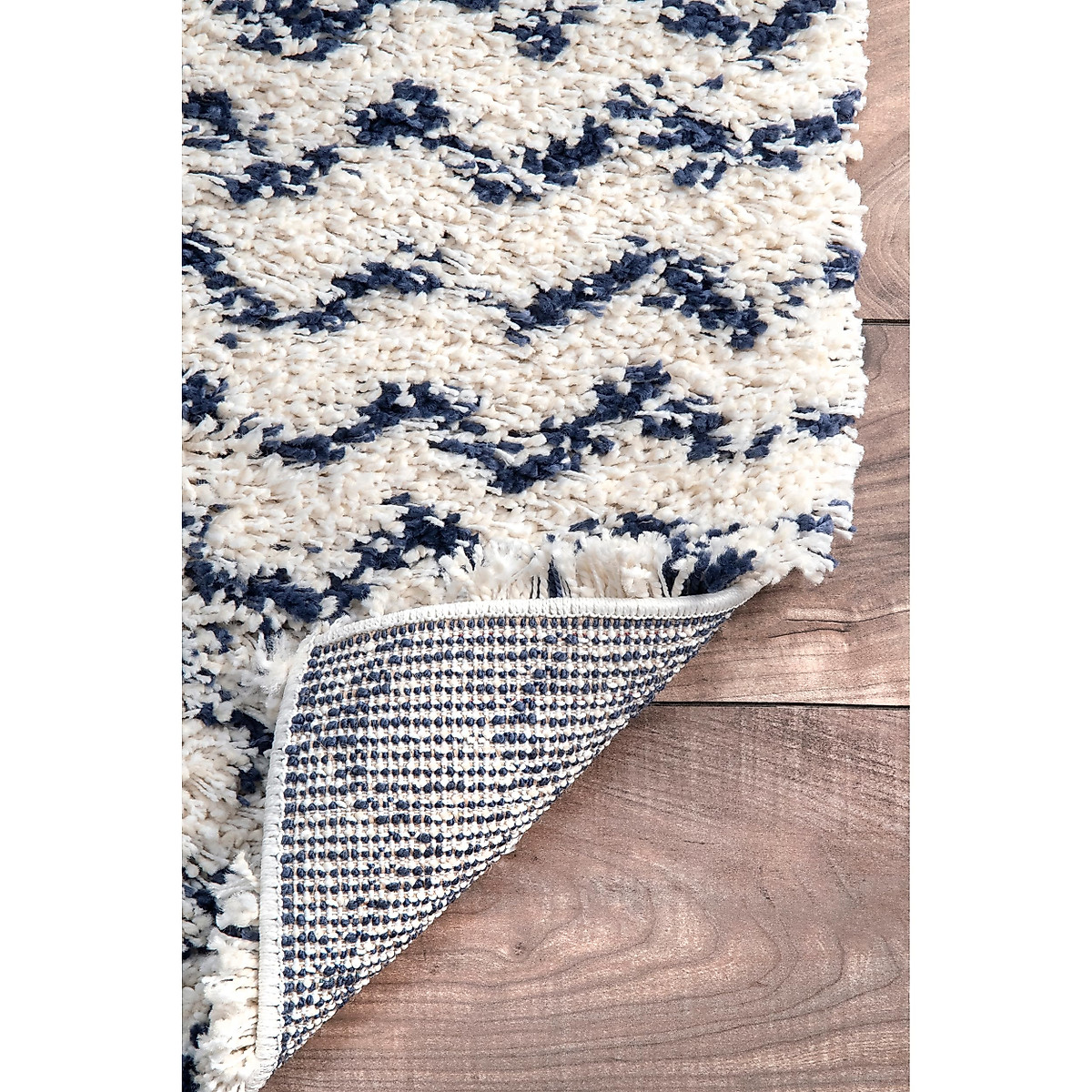 nuLOOM Cuellar Chevron Shag Area Rug, 7x9, Navy