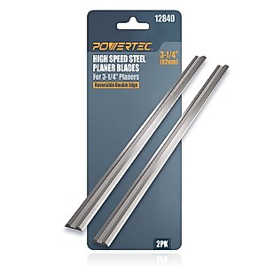 POWERTEC 12840 3-1/4" HSS Hand Held Planer Blades Replacement for Bosch, Black&Decker, Craftsman, DeWalt, Hitachi, Ryobi, Makita, Porter Cable, Skil, Stanley, Wen - Set of 2