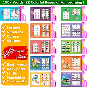 Curious 2 Learn ABC Learning for Toddlers, Busy Book, Speech Therapy, Alphabet Sound Book, Preschool Learning Activities, Letter Tracing, English & Spanish, Educational Toys - Age 3+ Girls / Boys