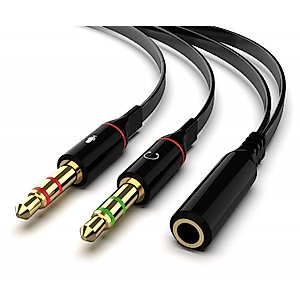 Maeline Headphone Splitter Adapter, 3.5mm Mic Cable for Computer, Headset 3.5mm Female to 2 Dual Male Microphone Audio Stereo Jack Earphones Port to Gaming Speaker PC - 1000 Pack