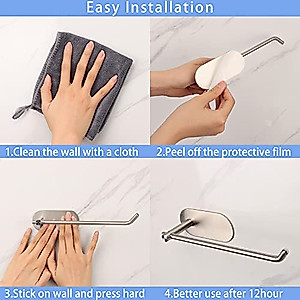 TocTen Hand Towel Holder/Towel Ring, No Drilling Stick on Wall Hand Towel Bar, SUS 304 Stainless Steel Hand Towel Rod, Strong Self Adhesive Hand Towel Rack/Hanger for Bathroom Kitchen (Brushed Nickel)