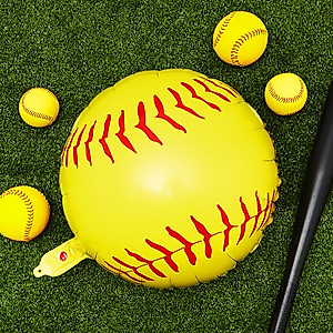 Softball Foil Balloons Softball Party Favors Softball Balloons Round Sports Themed Party Softball Backdrop for Birthday Party Boys Girls Baby Shower Decorations (12 Pieces)