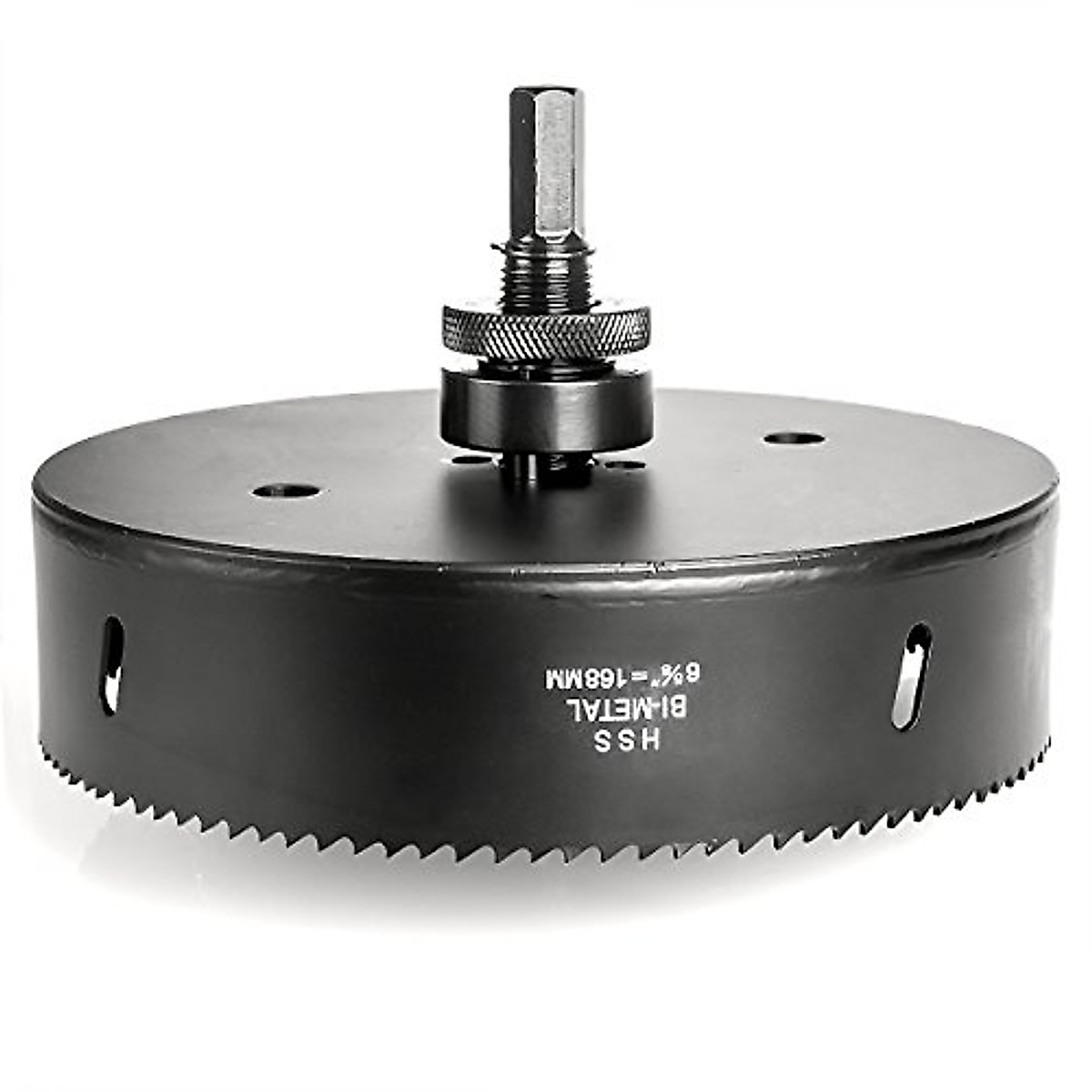 6-5/8 Inch Hole Saw with Heavy Duty Arbor, HSS Bi-Metal Holesaw Drill Bits for Can Light, 6.5In Hole Cutter for Drilling Holes in Wood, Plastic, Drywall, Thin Metal, 168MM Recessed Hole Saw(Black)