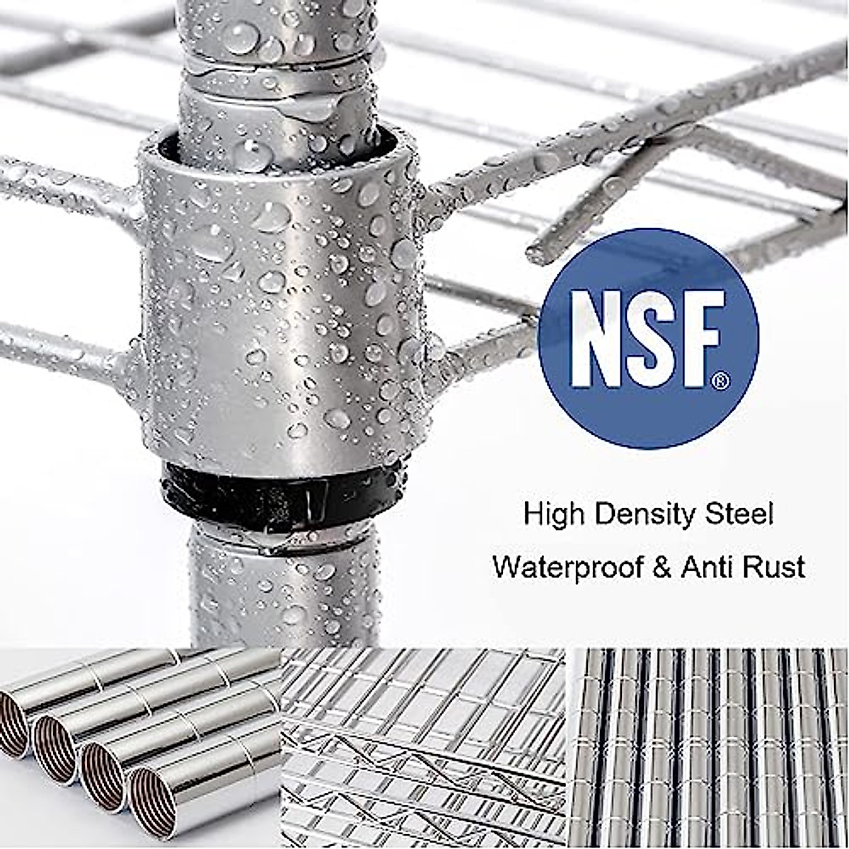 ANNECOSK 3-Tier Storage Shelves Adjustable, Metal Shelves for Storage Shelving Unit Wire Shelving Display Shelf for Kitchen Pantry 23" D x 13" W x 31.5" H-Silver