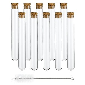 PATIKIL 30ml Test Tubes Set, 20pcs 5.91x0.79in Glass Clear Round Bottom Test Tube Containers with Stopper for Bead Party Candy Bath Salt Storage Scientific Experiment Plant Propagation