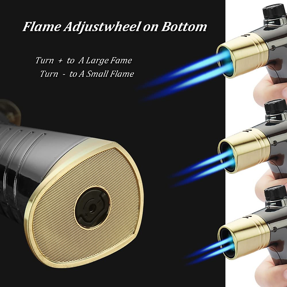 Honest Kitchen Torch Blow Torch Refillable Butane Torch For Cooking Food Baking BBQ Dabs Cocktail Smoke Hookah Coal & More (Blue Two Flame)