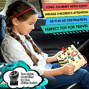 POLKRANE Busy Board with LED Light - Toddler Toys for 1+ year old Boy and Girl, 1-3 year old boy gifts, sensory toys for toddlers 1-3 montessori busy board, light switch toys for toddlers