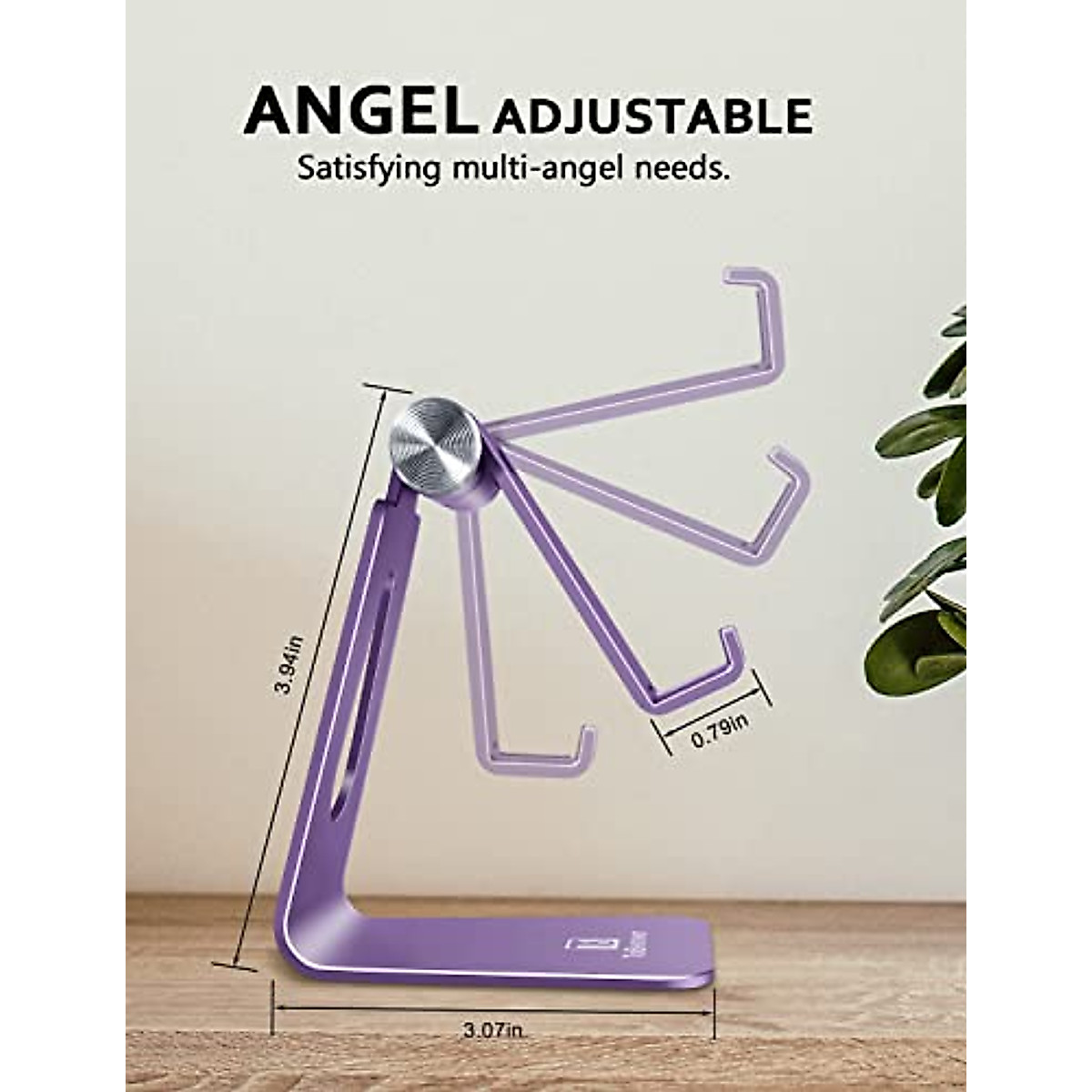 Tobeoneer Adjustable Cell Phone Stand Desk Phone Holder, Mobile Phone Cradle Dock for iPhone 13 12 11 Pro X XS 8 7 6 6s Plus 5 5S Samsung Huawei All Smartphones (Purple)