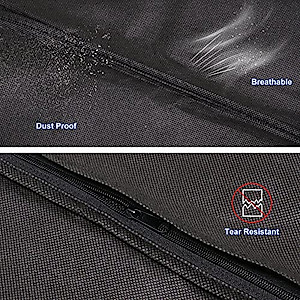 YYDSLEE 2 Pack 40" Garment Bags for Hanging Clothes Travel and Storage, Suit Covers with Handles Breathable Foldover Suit Bags for Traveling Clothes Protector for Gowns Dresses Sweaters, Black