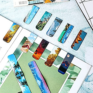 24 Pieces Magnetic Book Markers Adventure Magnetic Bookmarks Book Markers for Women Magnet Page Markers Set Book Marks for Book Lovers Assorted Book Marks for Students Reading, Teachers, Landscape