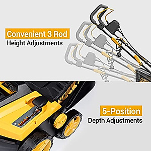 Rock&Rocker 15 INCH 13Amp Electric Dethatcher Scarifier, 2-in-1 Dethatcher Aerator, 5 Working Depth, 45L Thatch Bag, Tool-Free & Foldable Handle, Easy Storage, 3 Rod Handle Height, for Lawn Health