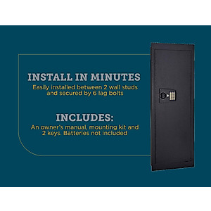 SnapSafe in Wall Long Gun Safe - Secure Heavy Duty Flush Security Safe with Digital Keypad - Use as a Gun Cabinet, Rifle Safe, or Home Safe for Valuables - Installs in Minutes, 44 x 16.25 x 4 Inches