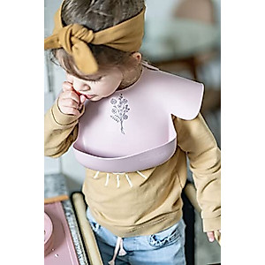 blessed+beloved Silicone Bibs for Babies | Waterproof Baby Silicone Bibs with Food Catcher Pouch and Shoulder Cover | Set of 2 Silicone Baby Bibs | Boho Minimalist Silicone Bib|Baberos para Bebe Niña