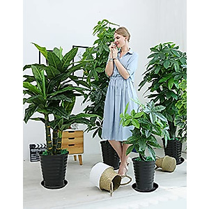 Angde 6 Pack of 14 inch Plant Saucer (12 Inch Base), Plant Tray 14 Inch Round, Plant Saucers for Indoors, Plant Trays for Pots, Plant Flower Pot Saucers, Pot Saucers for Planter 11-14" (Black)