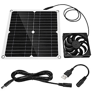 Solar Panel Powered Dual Fan, Portable Solar Panel 2 Exhaust Fan Efficient Energy Conversion 12V 10W for Greenhouse Shed