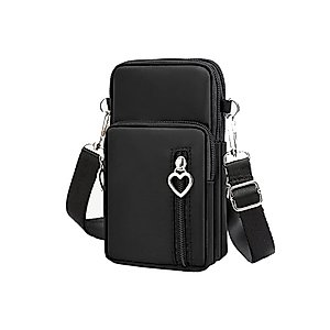 Women Cell Phone Purse Small Crossbody Bag Armband Wallet for iPhone 15 14 13 Pro 12 Mini 11 Pro Max SE XR X Samsung Galaxy S22 S23 Plus S21 S20 S10e A54 A53 Google Pixel 8 7a 7 6a 6 TCL 30 Z (Black)