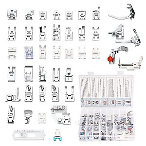 Presser Foot Set 42Pcs, Sewing Machine Presser Feet Kit Accessories with Manual for Brother, Babylock, Singer, Elna, Toyota, New Home, Simplicity, Necchi, Kenmore Low Shank Machines