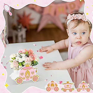 6 Pcs Princess Party Decorations Princess Carriage Centerpiece Princess Party Flower Treat Boxes Centerpiece Candy Boxes for Birthday Baby Shower Wedding Engagement Party Goodie Box