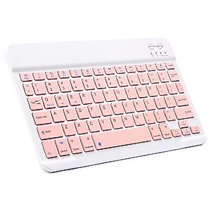 Ultra-Slim Bluetooth Keyboard Portable Mini Wireless Keyboard Rechargeable for Apple iPad iPhone Samsung Tablet Phone Smartphone iOS Android Windows (10 inch Pink)
