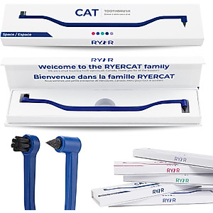 RYERCAT Set of Dual Sided Cat Toothbrushes - Kitten Toothbrush with Micro Head to fit into Kittens Mouth - Cat Dental Care Supplies Pet Toothbrush for Cats (Flamingo Pink and Space Blue)