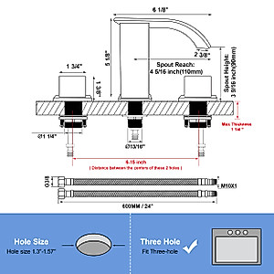 Waterfall Bathroom Faucet Brushed Nickel - Widespread 2 Handle 8 Inch 3 Hole Bathroom Sink Faucet, Basin Faucet Mixer Taps with cUPC Faucet Supply Line Hoses for Bathroom Restroom Vanity Lavatory