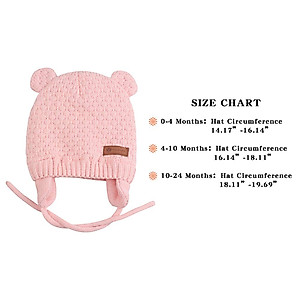 Winter Baby Girl Knitted Hat Autumn Earflap Beanie Warm Pompom Infant Toddler Boys Hats (Bear(Pink+White), M)
