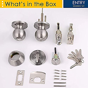 home improvement direct 4 Pack Keyed Alike Entry Door Knobs and Single Cylinder Deadbolt Lock Combo Set Security for Entrance and Front Door with Classic Satin Nickel Finish