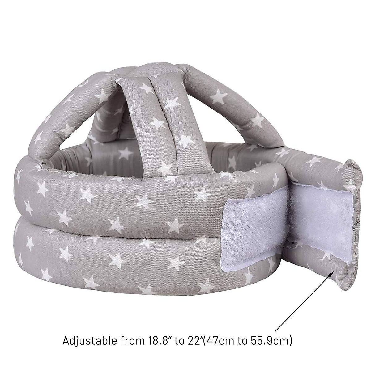 Baby Safety Helmet, Infant Baby Head Protector with 3 Pairs Baby Knee Pads for Crawling & 3 Pairs Baby Socks, Head Cushion Bumper Bonnet, Soft Headguard for Toddler Learning to Walk, Gray Star