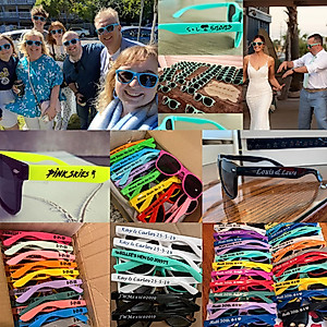 10PC Custom Sunglasses Personalized Bulk Party Favors Wedding Guests Logo School Music Show Birthday Bachelorette Bridesmaid Gifts Garden Graduate 2024 Prom Customizable Glasses (Black)