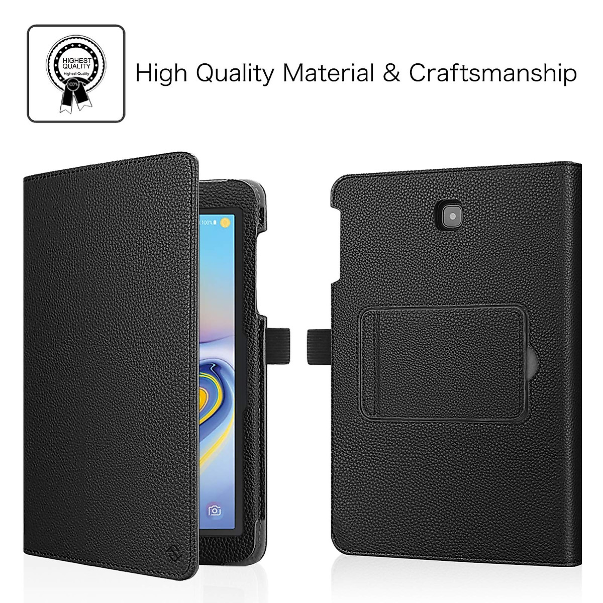 Fintie Folio Keyboard Case for Samsung Galaxy Tab A 8.0 2018 Model SM-T387, Premium PU Leather Stand Cover with Removable Wireless Bluetooth Keyboard, Black