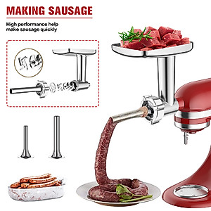 Meat and Food Grinder Attachments for KitchenAid Mixer with Cheese Grater Attachments, Metal Meat Grinder kitchenaid and Slicer Shredder Set for Kitchen aid Accessories and Attachments By KassunKoch