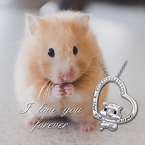 LEECCI Guinea Pig Necklace 925 Sterling Silver Hamster Necklace I Love You Forever Necklace Guinea Pig Hamster Jewelry Gifts for Women Mother