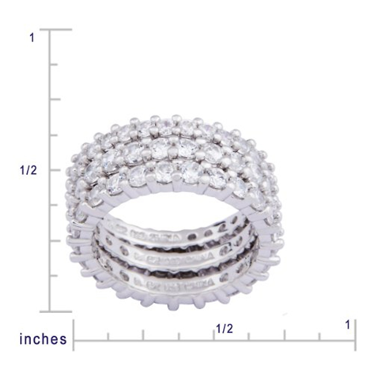 Amazon Essentials Sterling Silver Cubic Zirconia All-Around Band Stacking Ring Set (Set of 3), Size 6 (previously Amazon Collection)