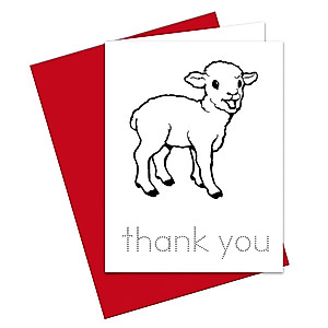 Thank You Cards: Set of 6 Thank You Notes for Kids to Color and Practice Letter Writing 100% Recycled and Made in USA (Farm Animals)