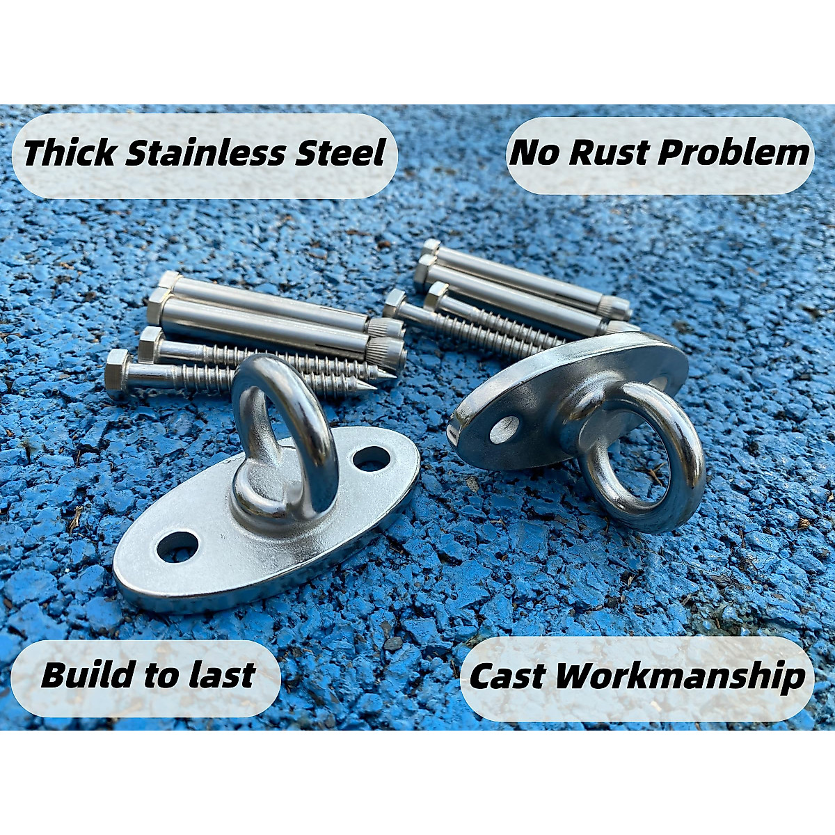 SELEWARE Ceiling Mounts Cast Stainless Steel Swing Hangers Wall Anchors Hanging Sensory Swing Yoga Swing Suspension Straps Patio Swing and more 2 Pcs